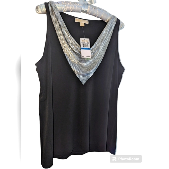 Michael Kors | Tops | Nwt Michael Kors Black And Silver Top Xl | Poshmark